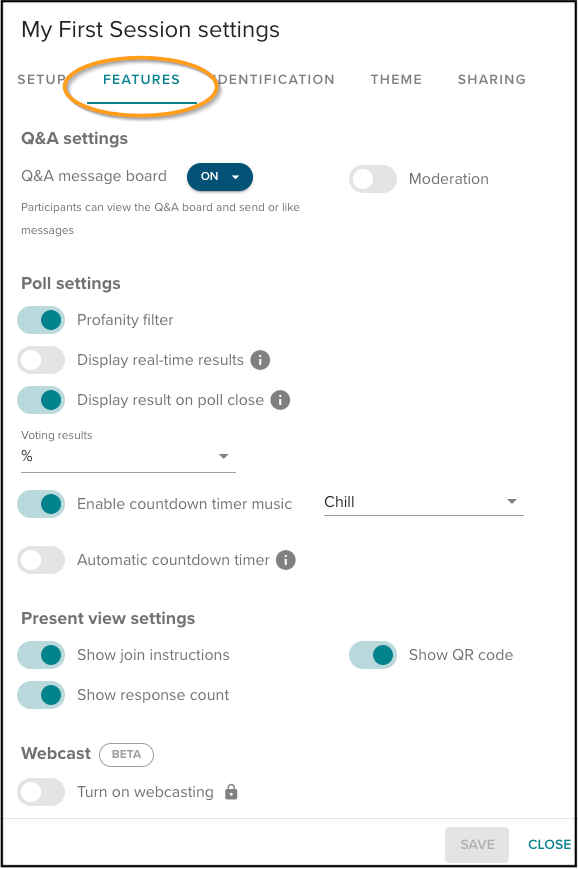 Create my first session – Vevox helpsite