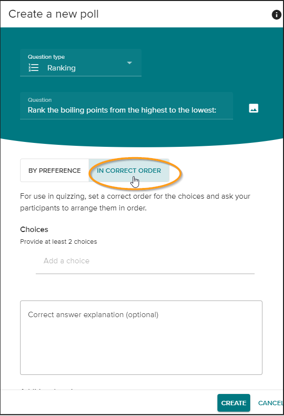 Create ranking polls – Vevox helpsite