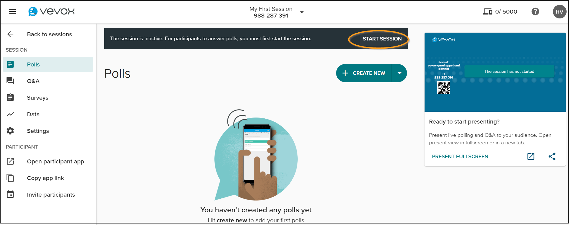 Start, stop and pause my session – Vevox helpsite