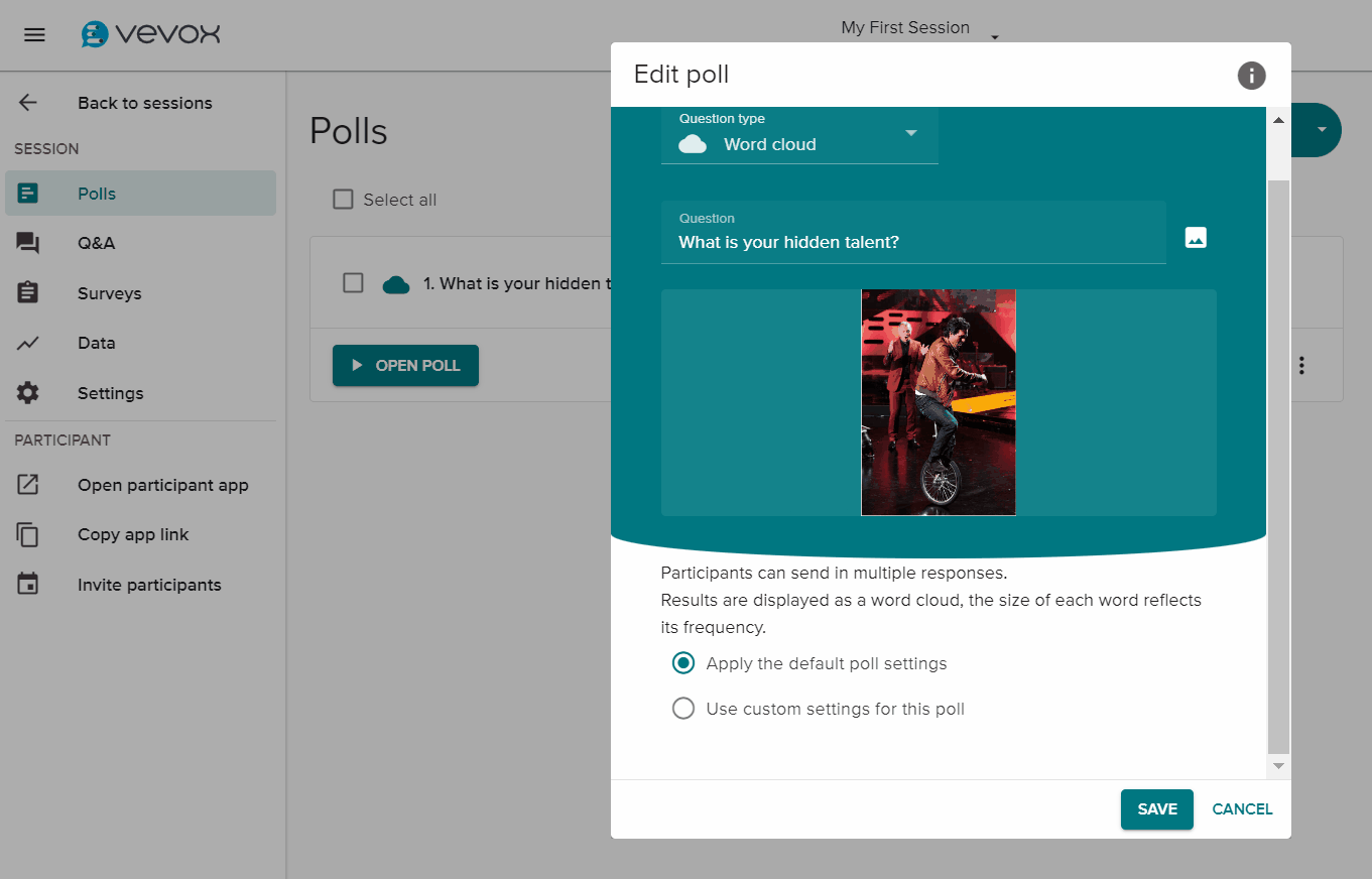 Create word cloud polls – Vevox helpsite