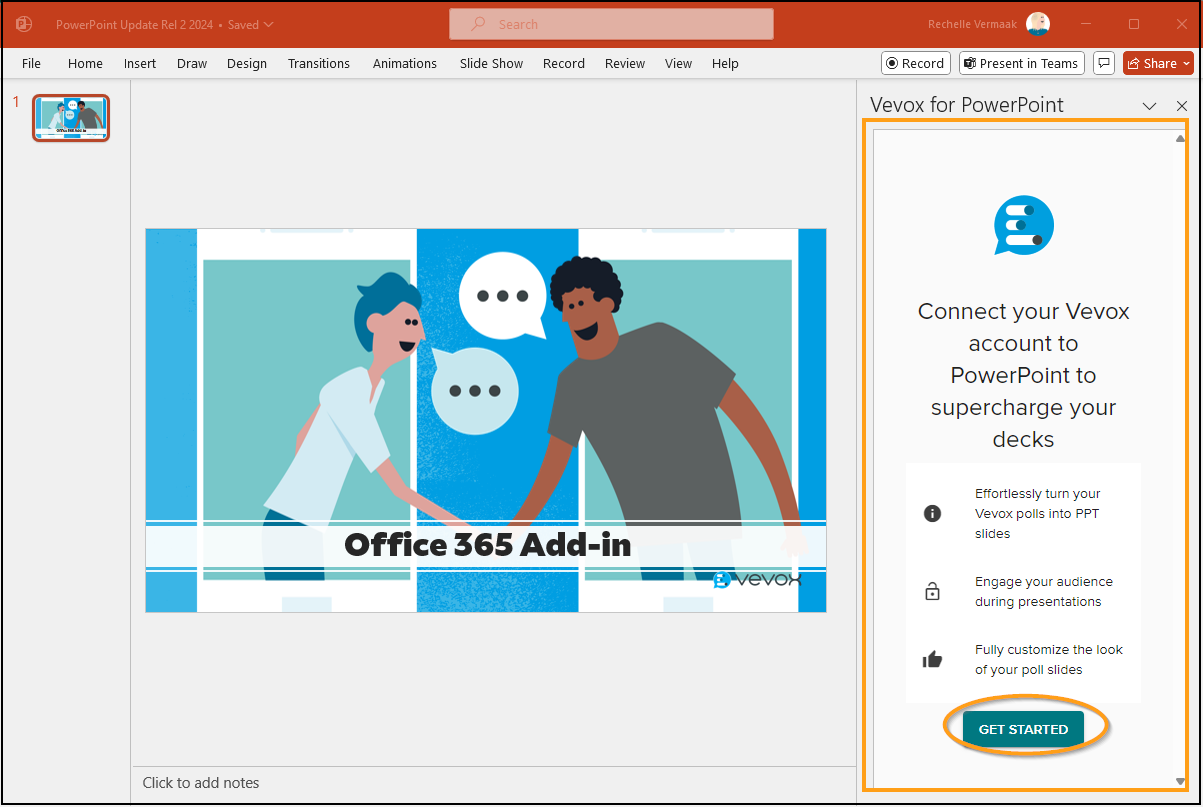 Logging into the PowerPoint Add-in – Vevox helpsite