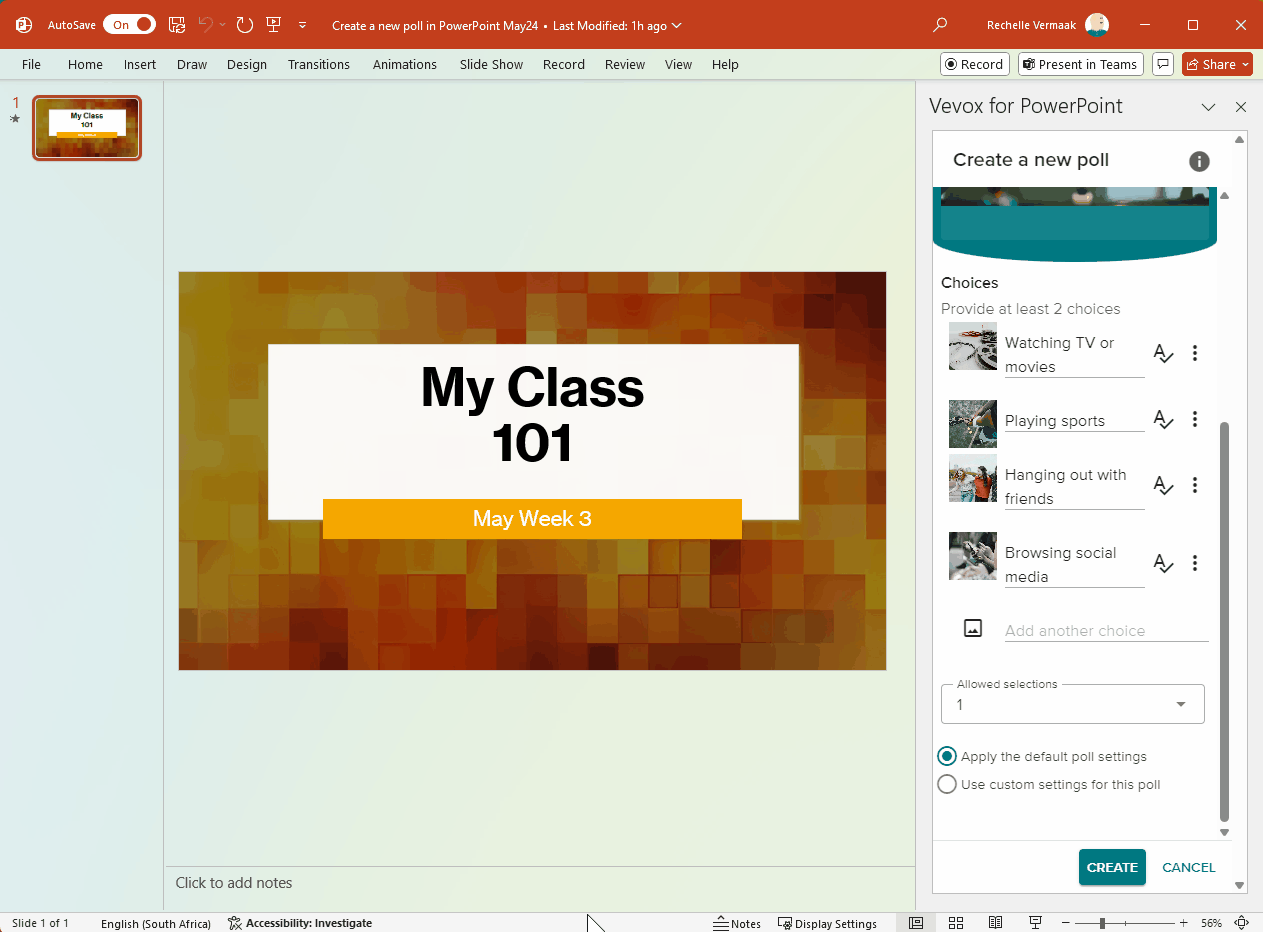 Create a new poll with PowerPoint Add-in – Vevox helpsite