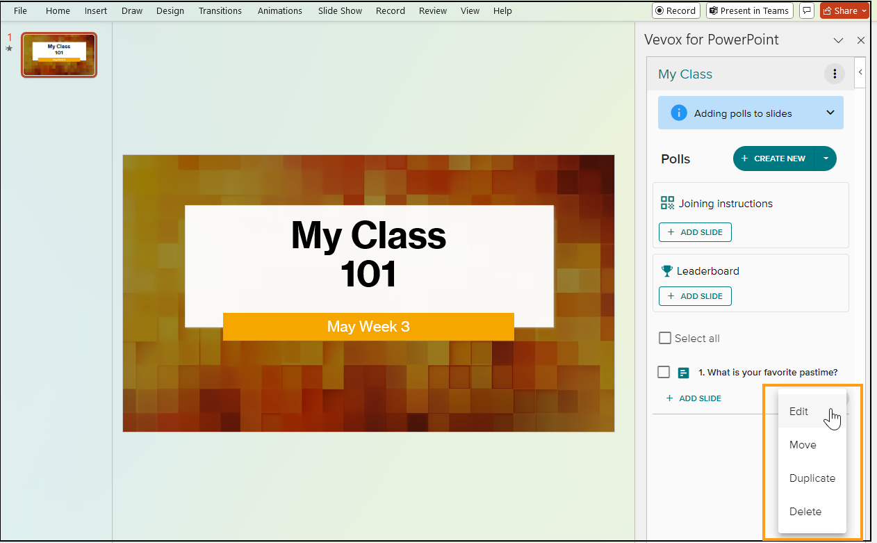 Create a new poll with PowerPoint Add-in – Vevox helpsite