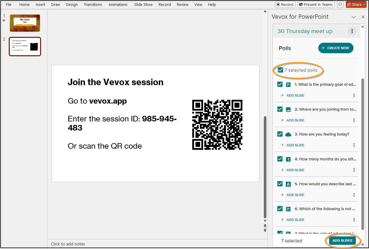 Create a new poll with PowerPoint Add-in – Vevox helpsite