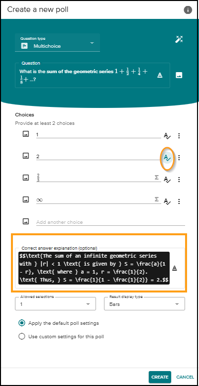 Using LaTeX in polls – Vevox helpsite