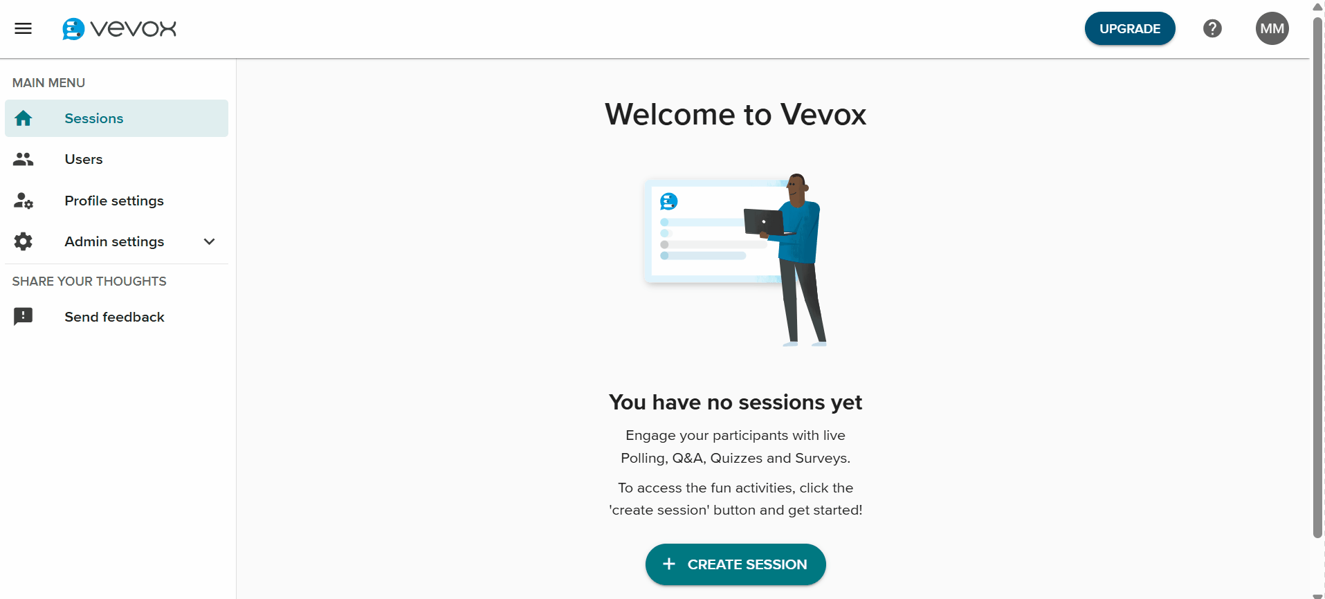 Create my first session – Vevox helpsite