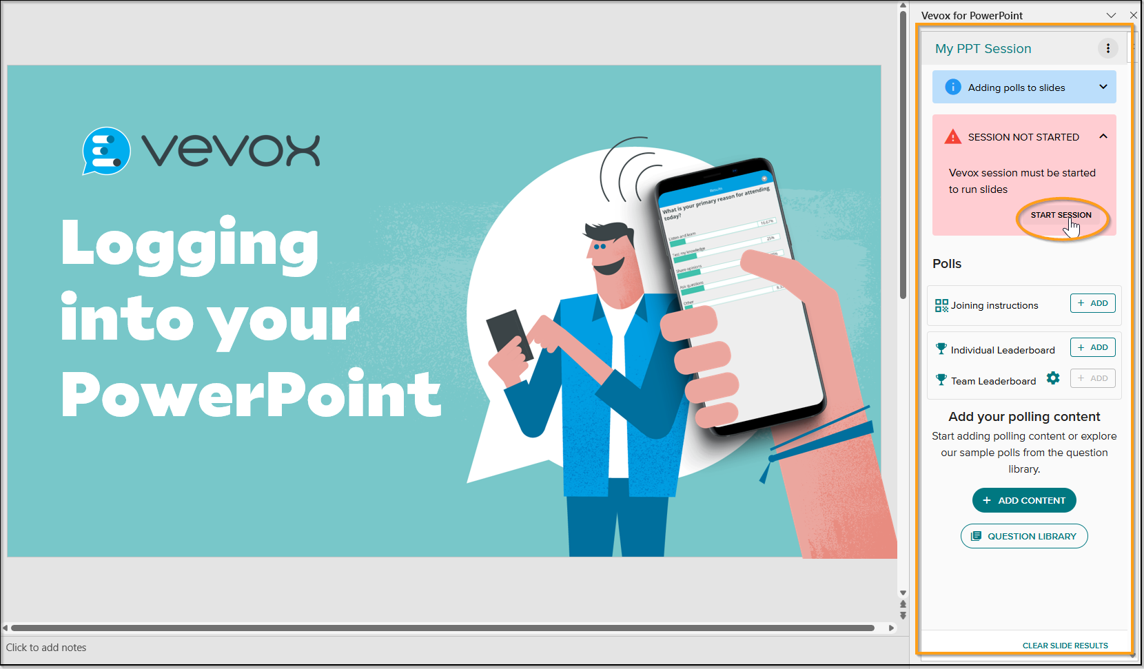 Logging into the PowerPoint Add-in – Vevox helpsite