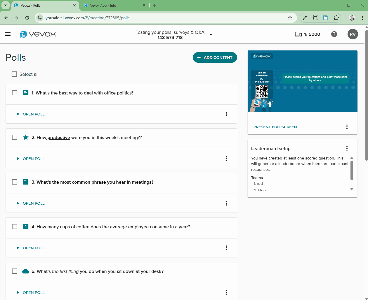 How to Test Your Polls, Surveys & Q&A – Vevox helpsite