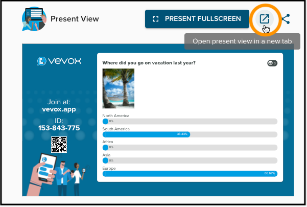 Launch present view – Vevox