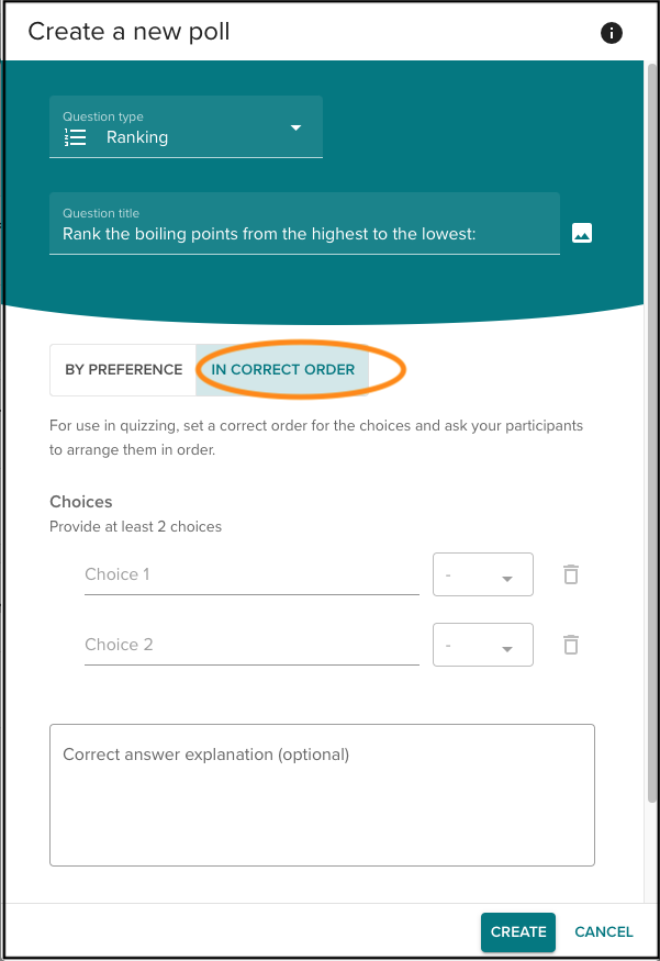 Create ranking polls – Vevox helpsite