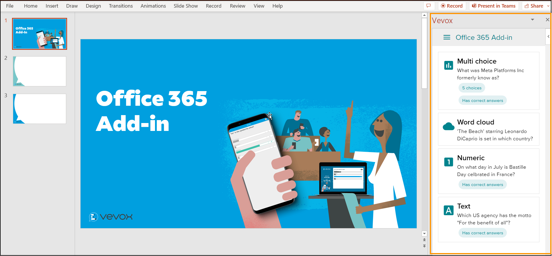 Logging into the PowerPoint Add-in – Vevox helpsite