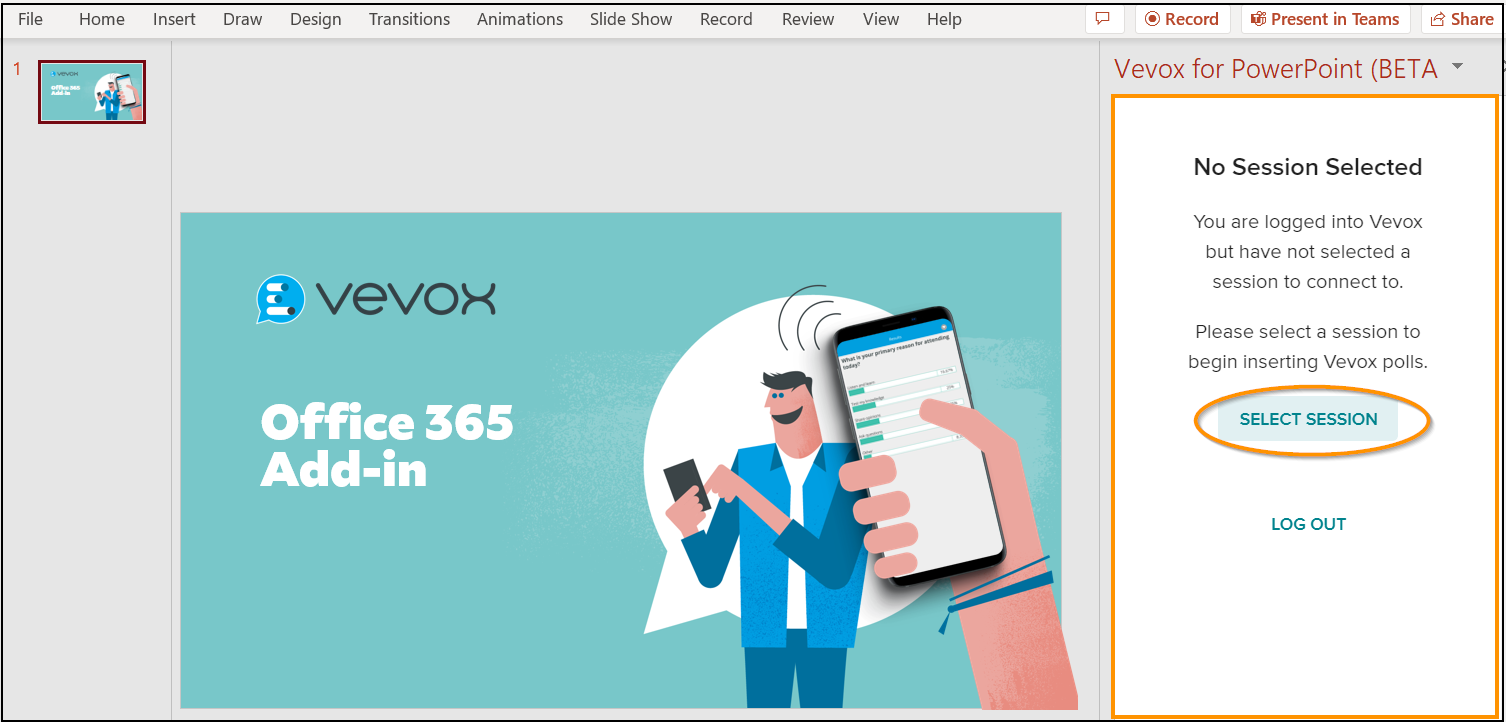 Logging into the PowerPoint Add-in – Vevox helpsite