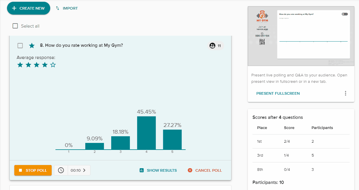 Run a poll from the dashboard – Vevox helpsite