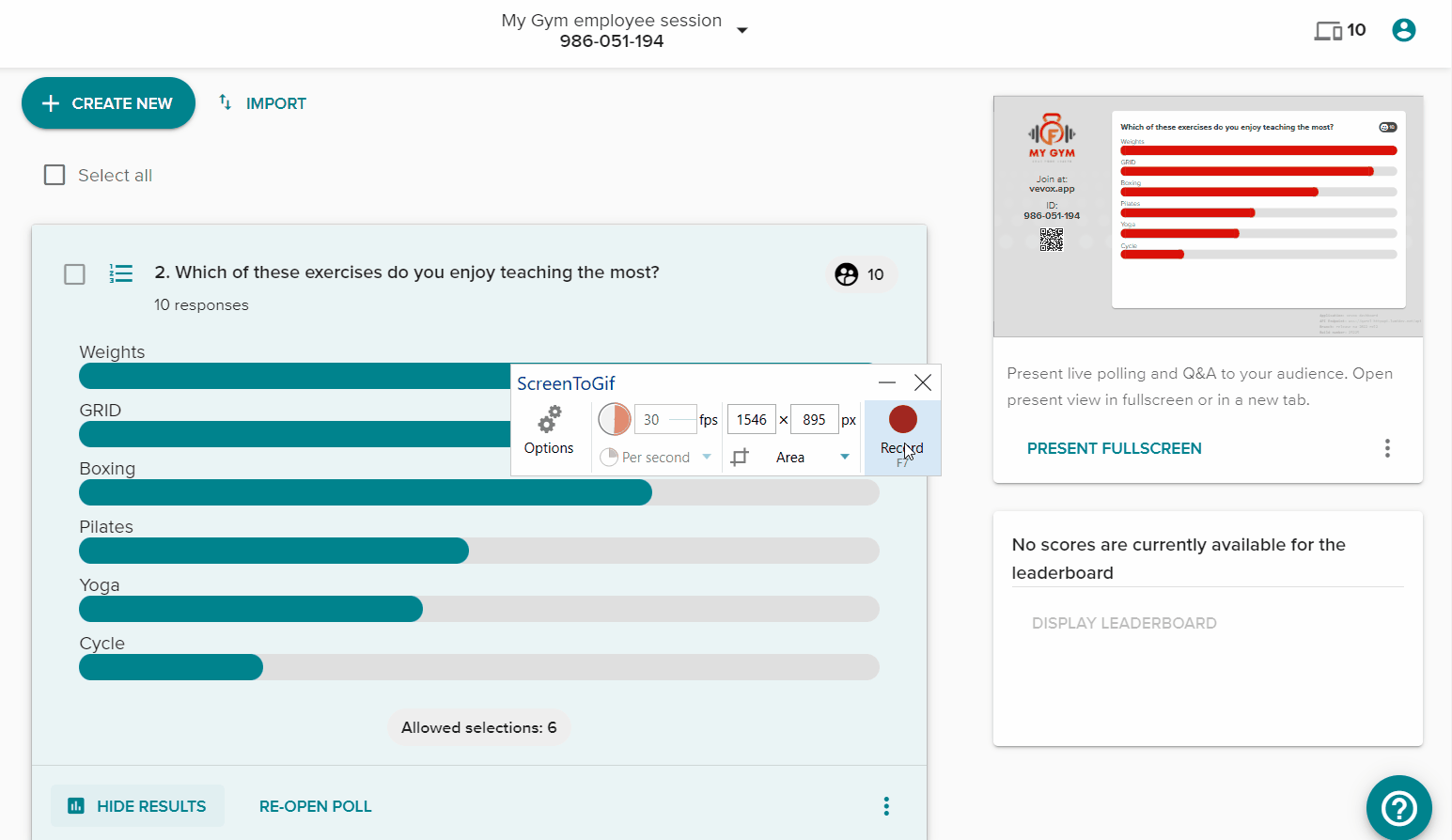 Run a poll from the dashboard – Vevox helpsite