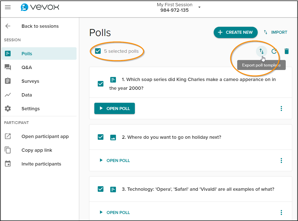 Export Polls – Vevox helpsite