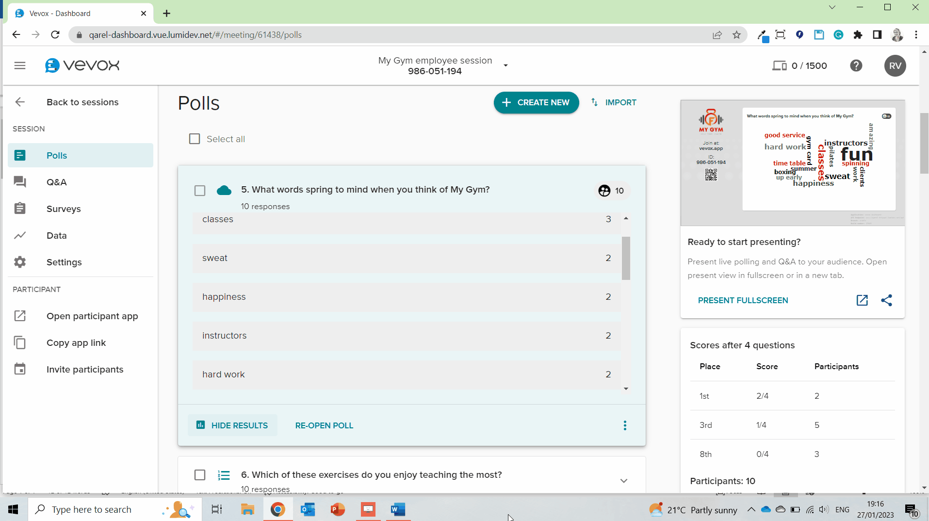 Run a poll from the dashboard – Vevox helpsite